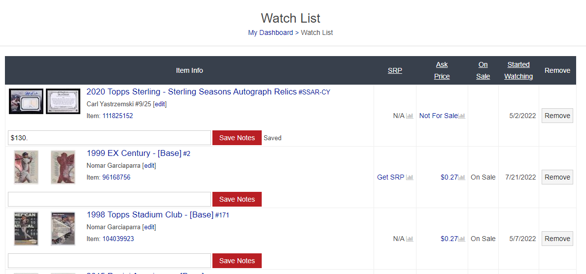 Using the Watch List – COMC